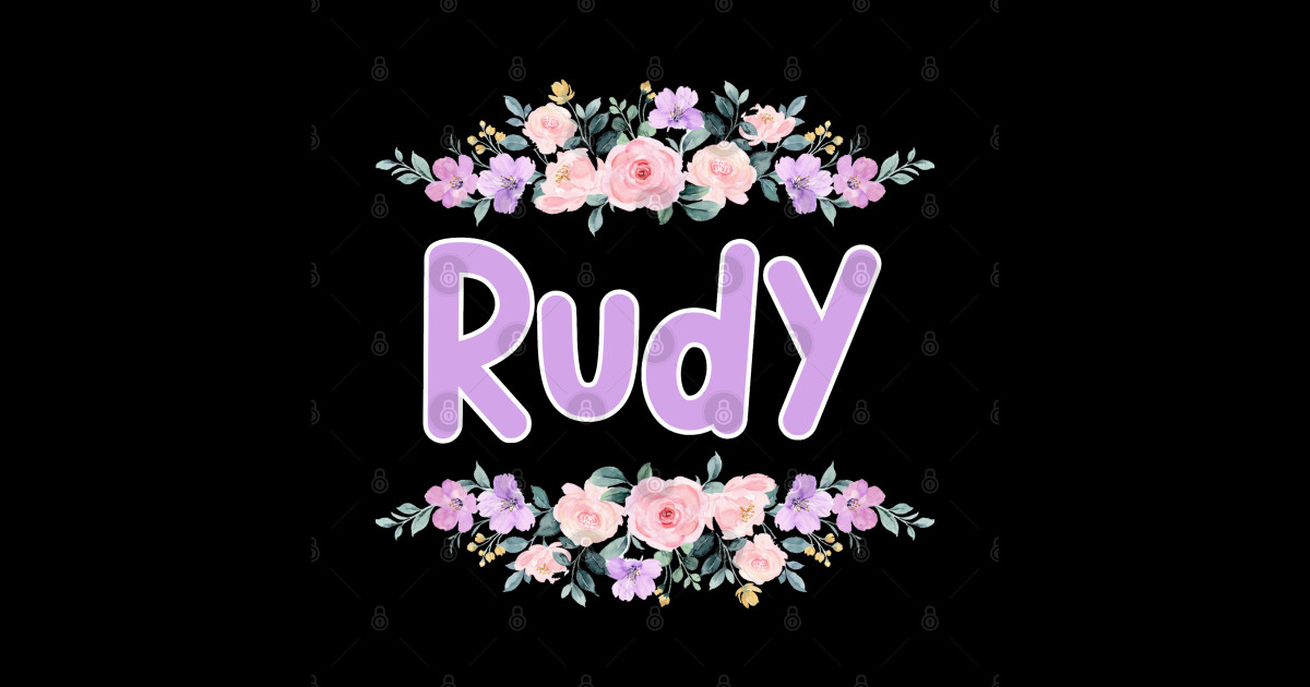 Purple Flower Rudy Name Label - Purple Flower Rudy Name Label - Sticker ...