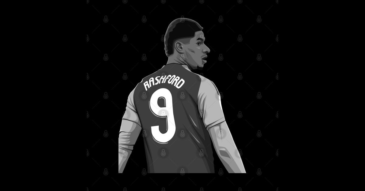 Marcus Rashford Black and White Version - Soccer Player - Sticker ...