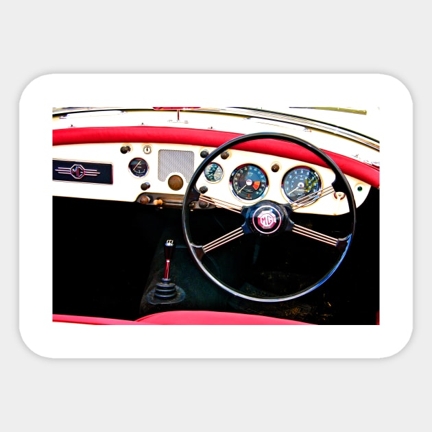 MG A Classic British Sports Car Interior - Mg - Sticker | TeePublic