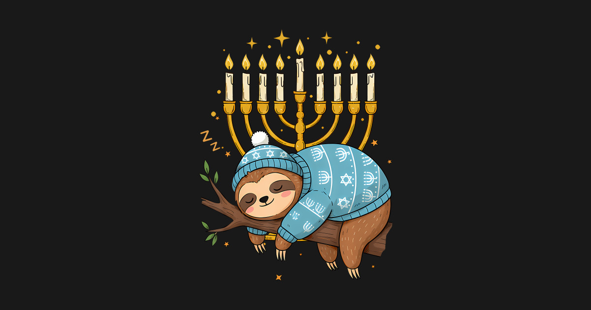 Funny Sloth Hanukkah orah Chanukah - Funny Sloth Hanukkah - T-Shirt ...