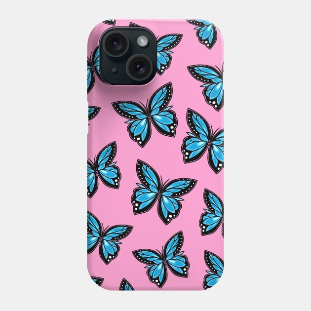 Flying Blue Butterfly Pattern - Butterfly Wings - Phone Case | TeePublic