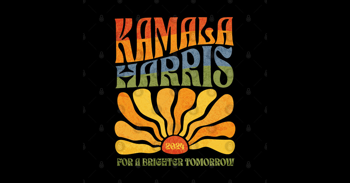 Kamala Harris 2024 Vintage Boho Groovy Retro Rainbow Back Print ...