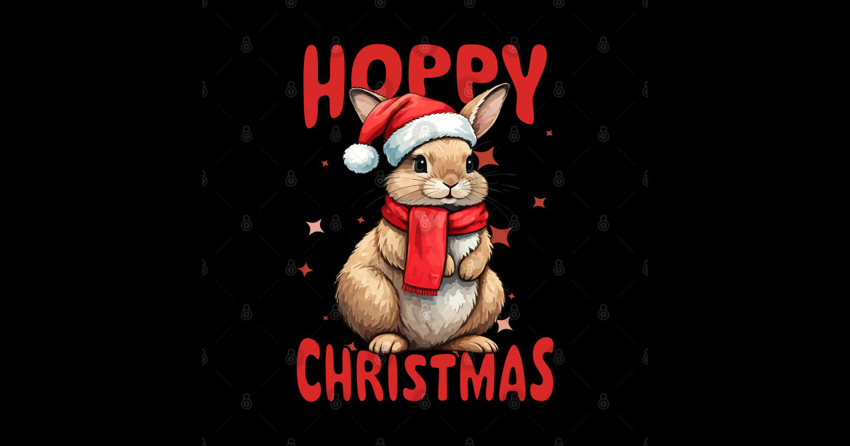 Cute Rabbit Hoppy Christmas Bunny Holiday - Hoppy Christmas - Sticker ...