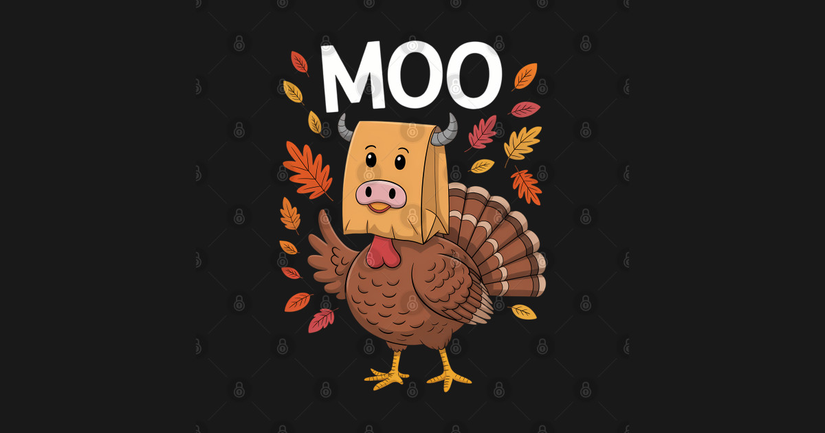 Thanksgiving Turkey Moo Cow Head Funny Fall - Thanksgiving Turkey - T ...