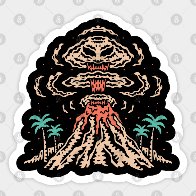 Volcano Skull Explosion - Volcano Skull Explosion - Sticker | TeePublic