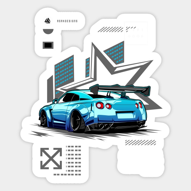 R35 GT-R godzilla jdm vector art - Nissan - Sticker | TeePublic