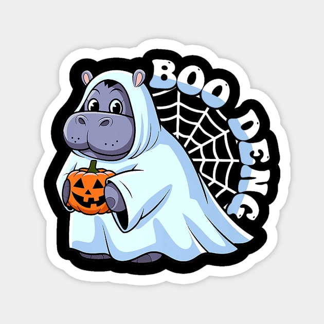 Moo Deng Funny Pygmy Hippo Bouncy Pig Halloween Boo Deng - Halloween ...