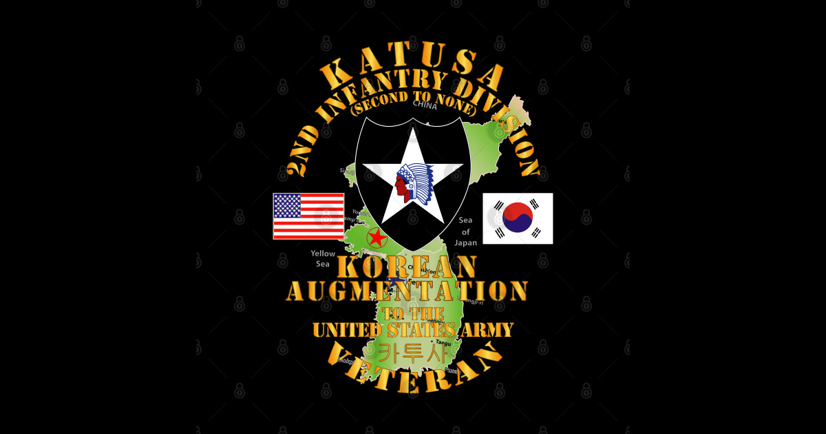 KATUSA - 2nd ID w Korea Map - Katusa 2nd Id W Korea Map - Sticker ...