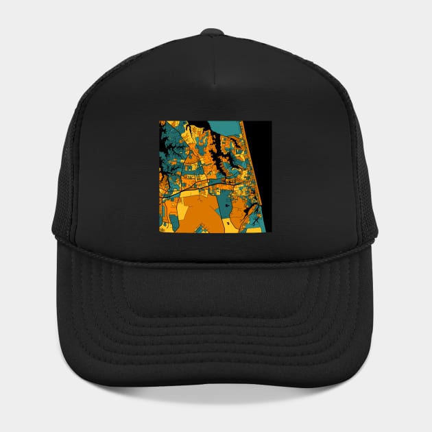 Virginia Beach Map Pattern in Orange & Teal - Virginia Beach Map - Hat ...