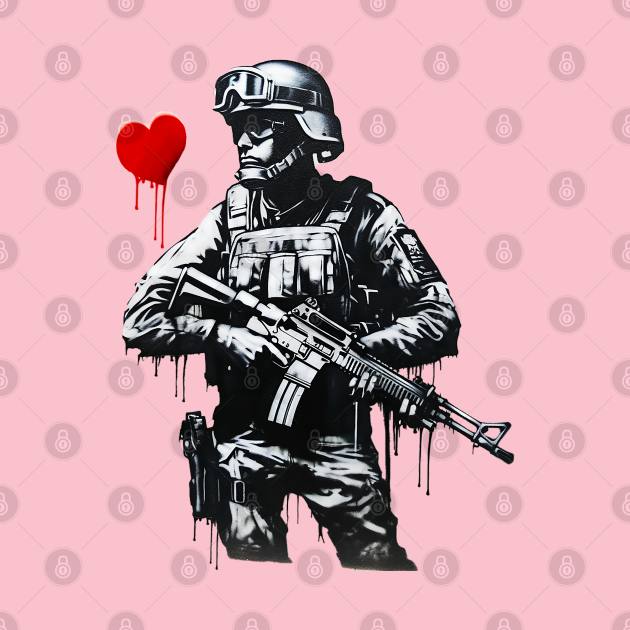 Banksy graffiti soldier hearth war - Street Art Graffiti - T-Shirt ...