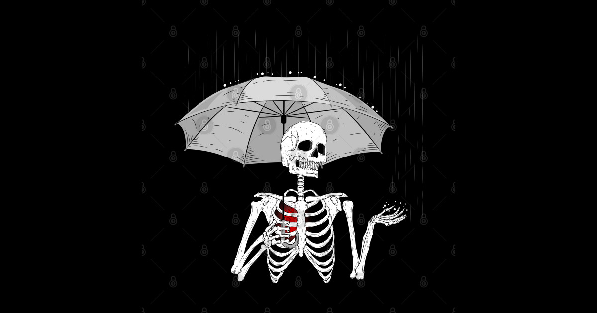 Skeleton and Rain - Skeleton - Sticker | TeePublic