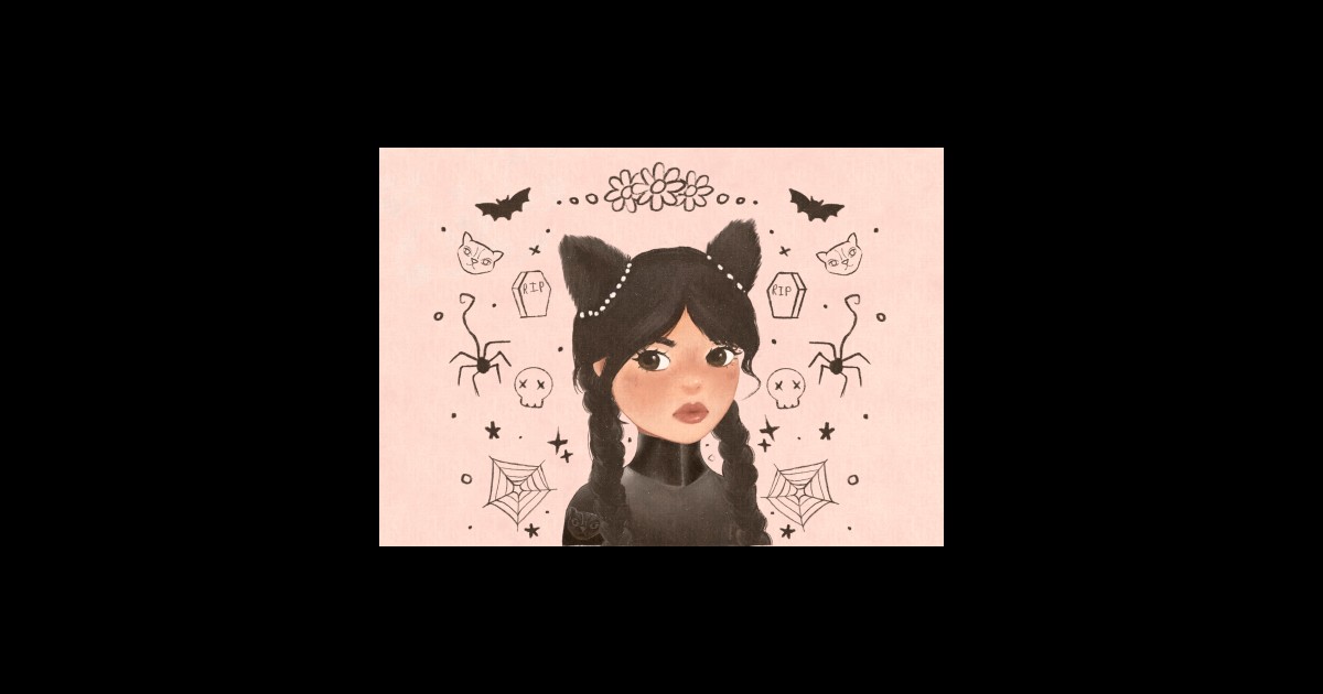 Wednesday addams in black cat costumes for Poe cup Netflix Jenna Ortega ...