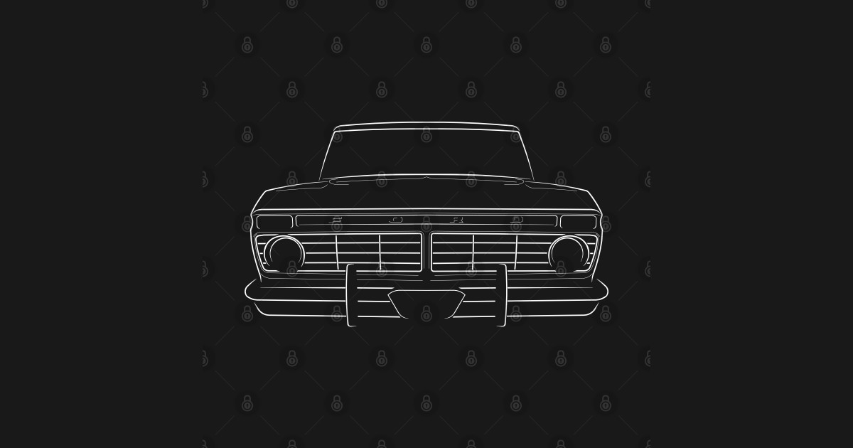 1974 Ford F-100 - front stencil, white - Ford F100 - T-Shirt | TeePublic