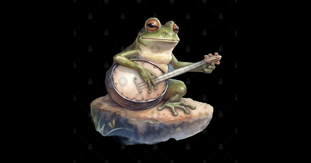 Jamming Mr. Toad - Frog With Banjo - Sticker | TeePublic