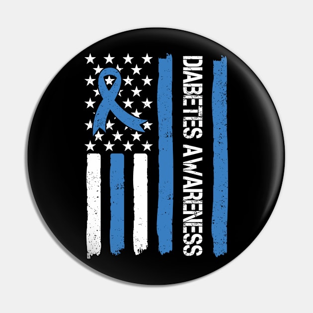 Diabetes Awareness Month American Flag Ribbon - Diabetes Awareness Gift ...