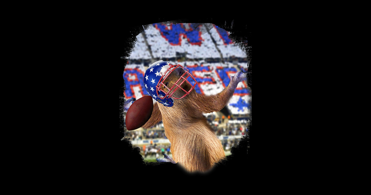 American Football Capybara Playing Football - Capybara - Sticker ...