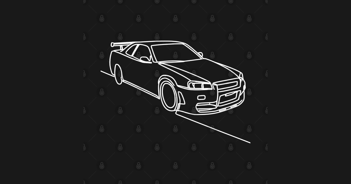 Nissan R34 Line Drawing - Nissan Skyline Gtr R34 - T-Shirt | TeePublic