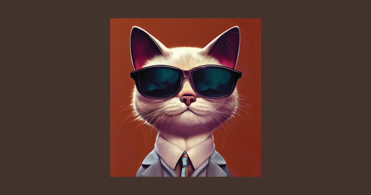 Cool Cat in Shades and a Suit - Coot Cat In Shades - T-Shirt | TeePublic