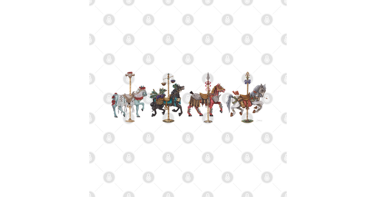 Four Carousel Horses of the Apocalypse Horizontal - Four Horsemen - T ...