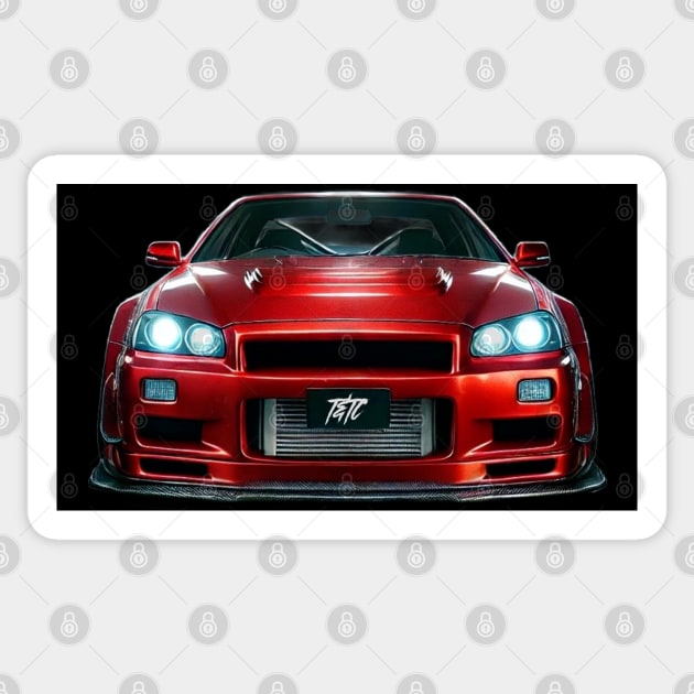 Active Red R34 Nissan Skyline GT-R Minimal - Gtr - Sticker | TeePublic