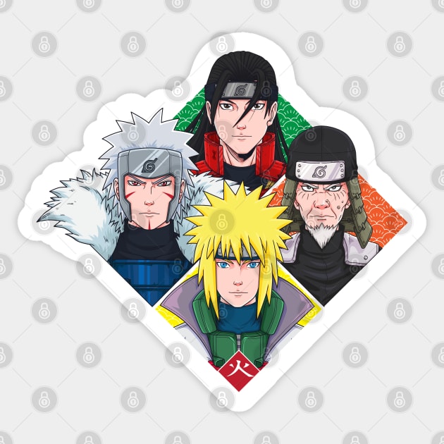 The Four Hokage of Konoha - Anime - Sticker | TeePublic