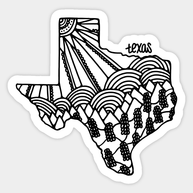 Texas Mandala Zentangle State Outline - Texas State Outline - Sticker ...