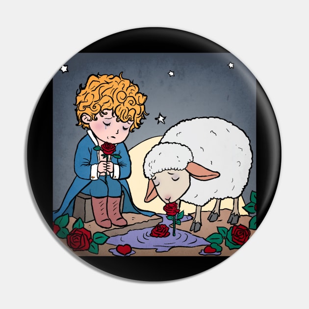 The Sad Little Prince with the Sad Sheep - Little Prince - Pin | TeePublic