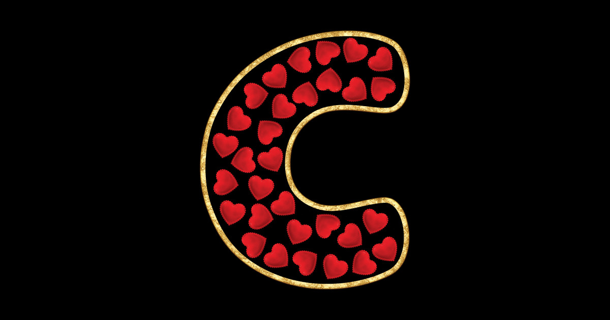 Cute letter C - love style– Initial C with red hearts –Monogram C with ...