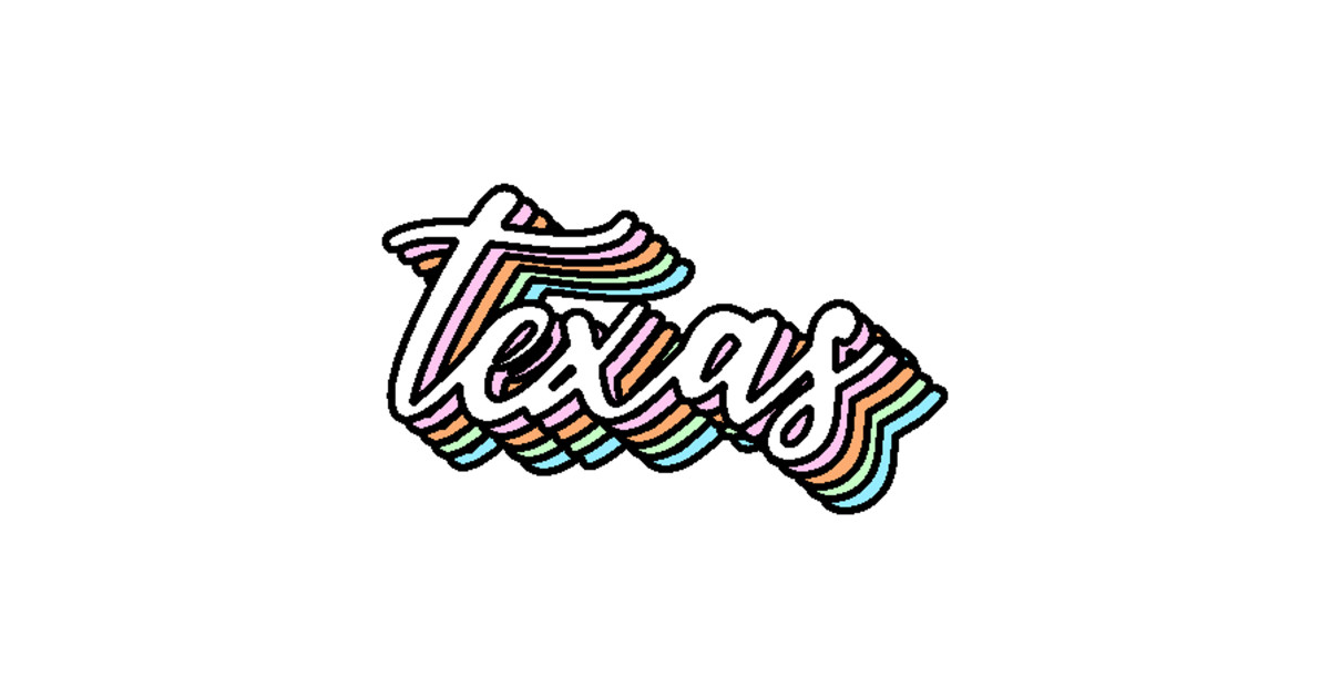 Texas Cursive Rainbow Design - Texas - T-Shirt | TeePublic