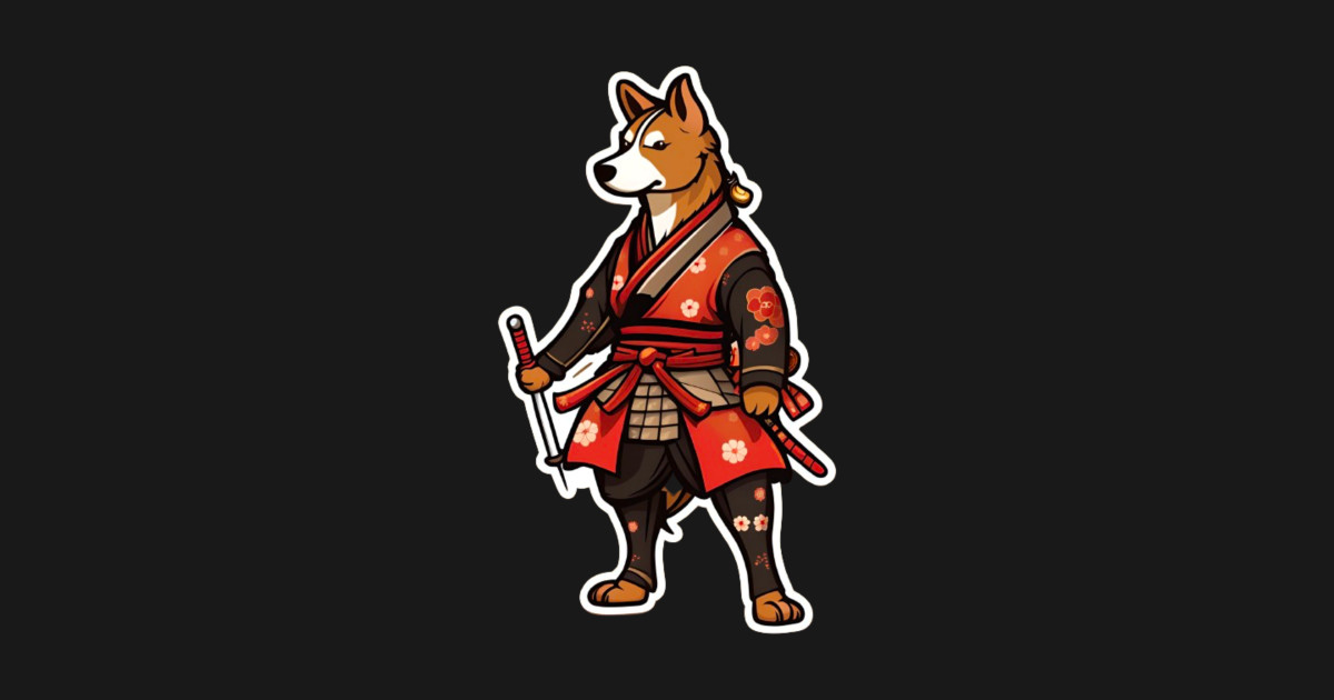 Cool Japan samurai katana puppy brown dog - Samurai Dog - T-Shirt ...