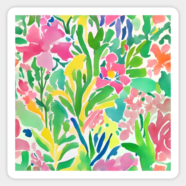 Summer flowers - Preppy Flowers - Sticker | TeePublic