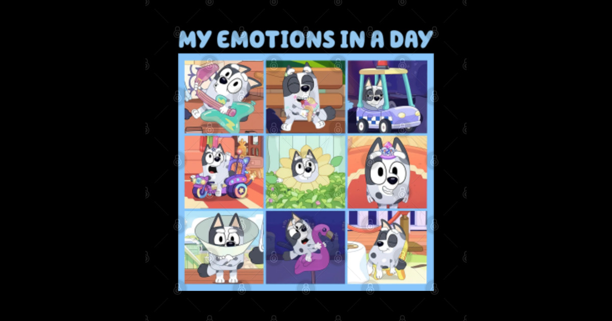 My Emotions in A Day Bluey - Bluey Valentine - Sticker | TeePublic