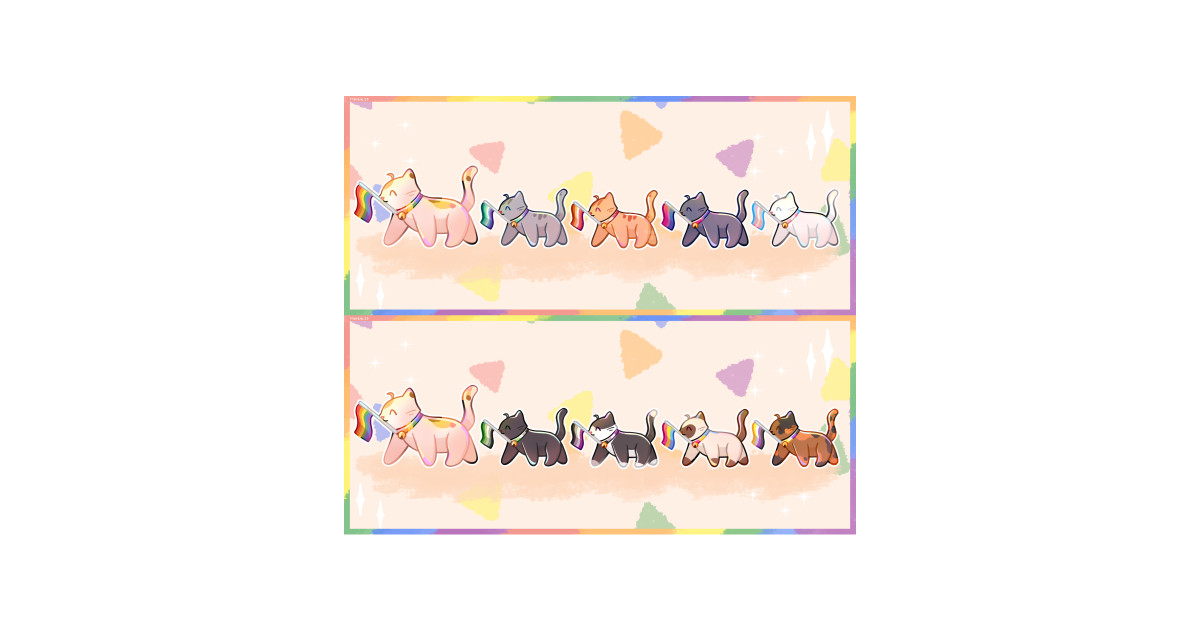 Pride Cats Parade!!! Illustration Set - Pride Month - T-Shirt | TeePublic