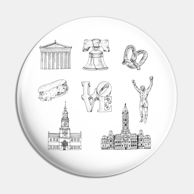 Philly Love - Philadelphia - Pin | TeePublic