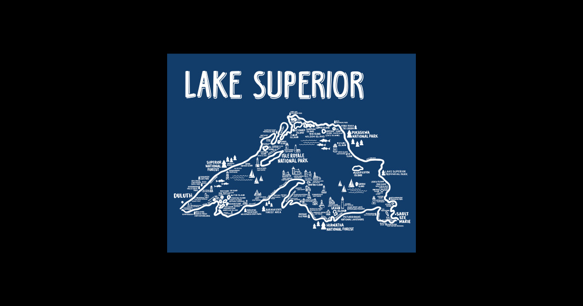 Lake Superior Map - Superior - Sticker | TeePublic