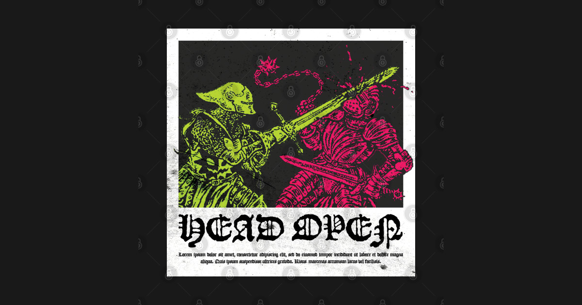 HEAD OPEN - Acid Grunge Medieval Duel Poster - Medieval - T-Shirt ...
