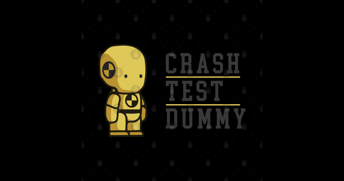Crash Test Dummy Baby Yellow Safety Testman with Black Dark Text and ...