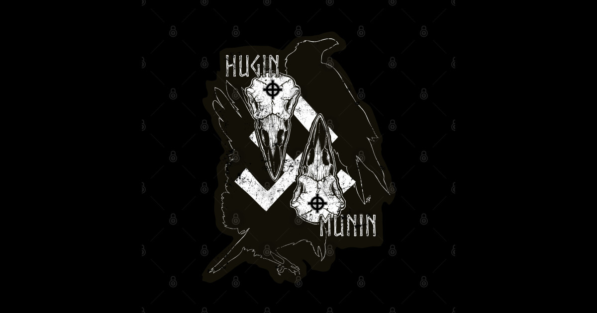 Hugin and Munin, Odin’s ravens - huginn, muninn, raven, skull, rune ...