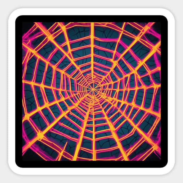 Electric Web Weaves: Neon Spider Web - Spiderwebs - Sticker | TeePublic