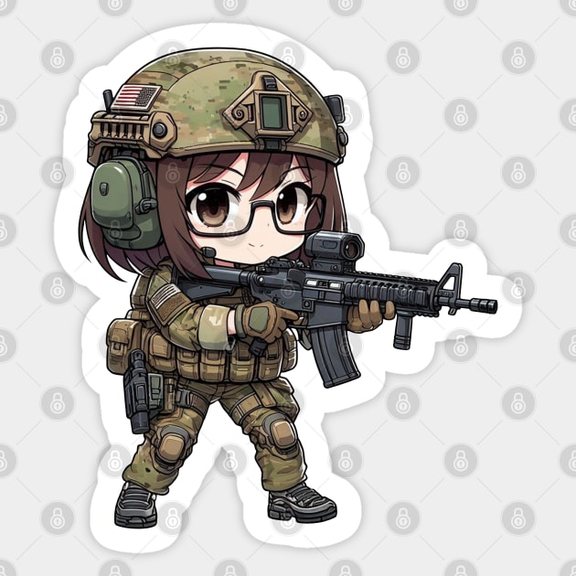 Tactical Chibi Girl - Chibi - Sticker | TeePublic