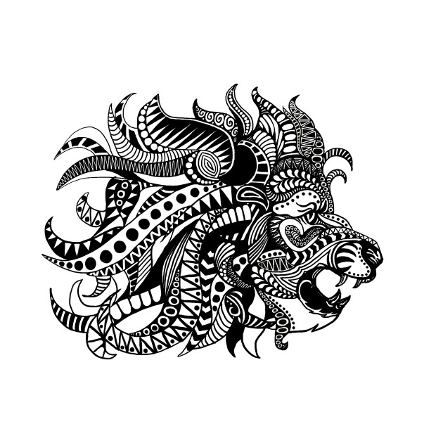 Zentangle Lion - Lion - T-Shirt | TeePublic