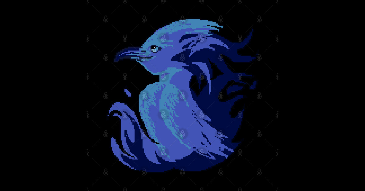 phoenix pixel art - blue - Phoenix - Sticker | TeePublic