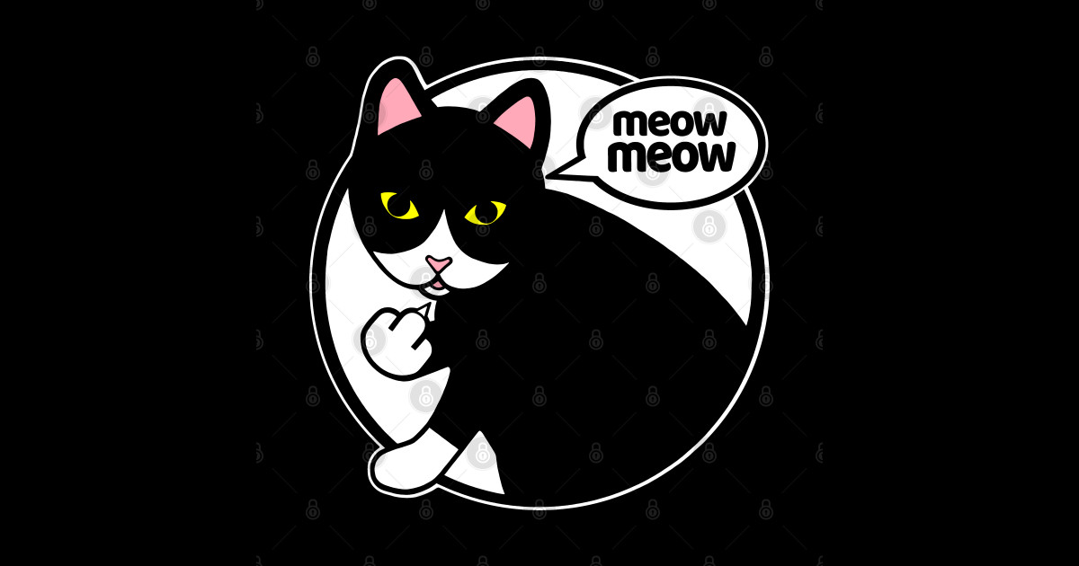 Middle finger tuxedo cat - Middle Finger Cat - Sticker | TeePublic