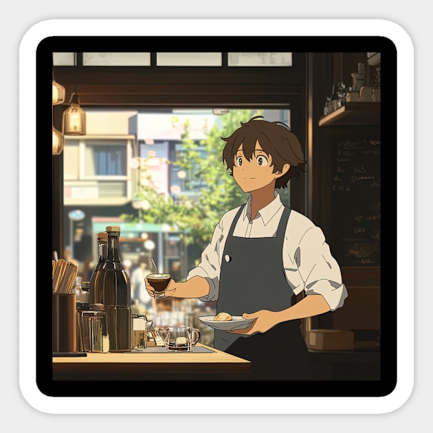 Waiter | Anime style - Waiter - Sticker | TeePublic
