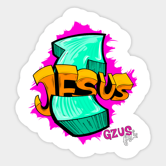 Funky Jesus Arrow - Christian - Sticker | TeePublic