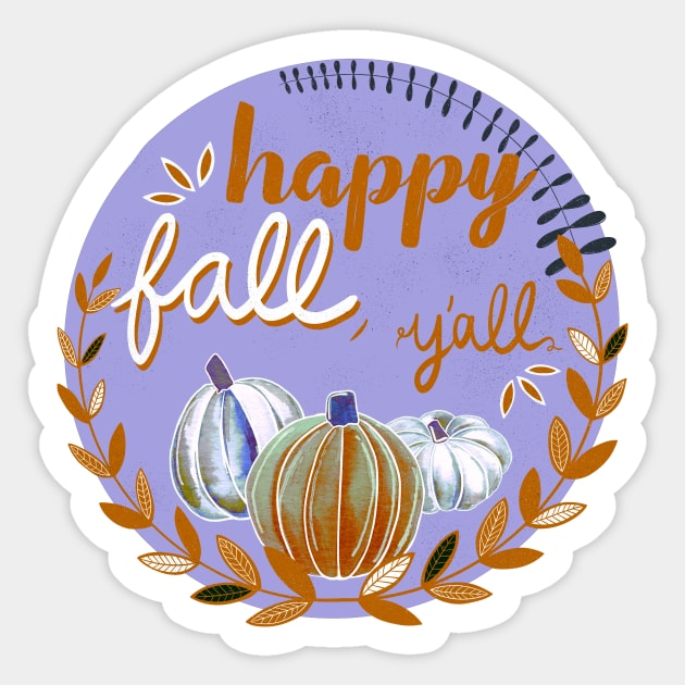 Happy Fall, Y’all - Lavender & Orange - Transparent - Fall - Sticker ...