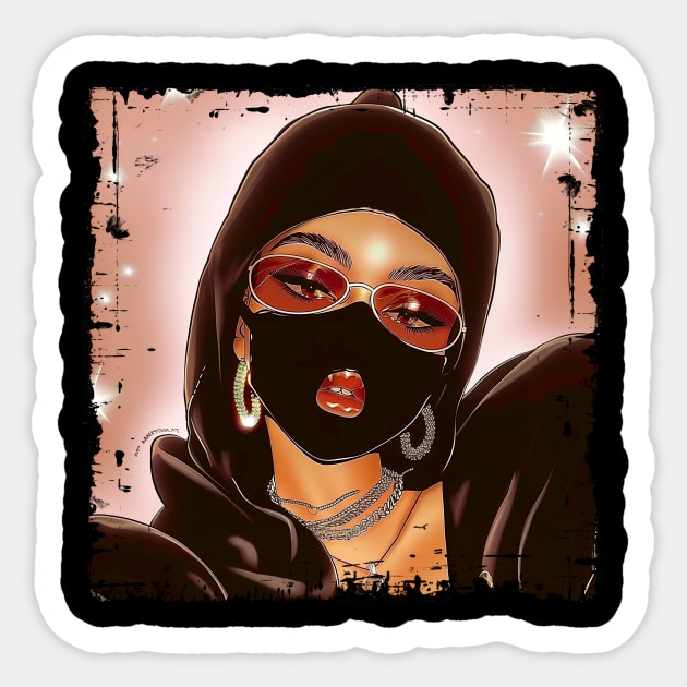 Badass Baddie with Mask - Badass - Sticker | TeePublic