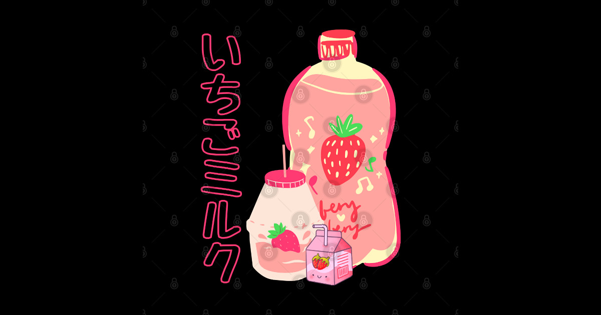 Japanese Kawaii Strawberry Milk Japanese Kawaii Strawberry Milk Sticker Teepublic