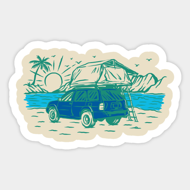 Camping nature scene - Camping - Sticker | TeePublic