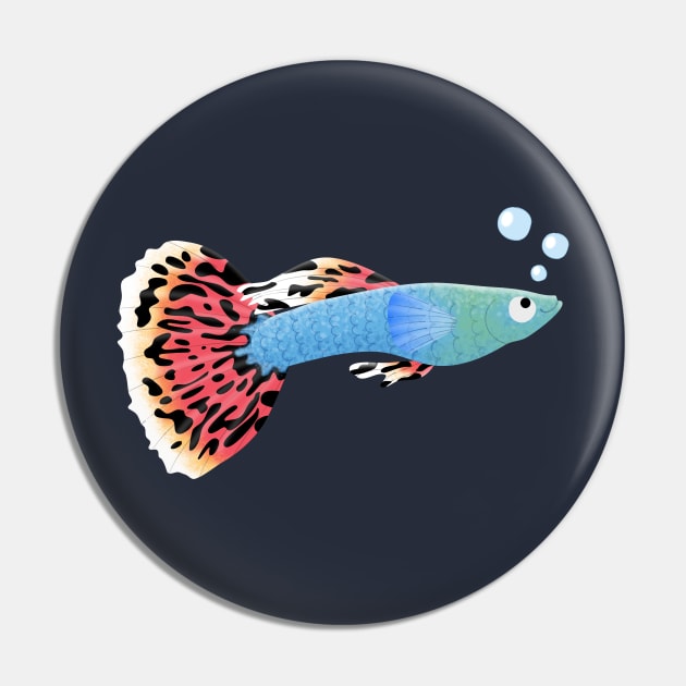 Cute fancy guppy cartoon illustration - Guppy - Pin | TeePublic